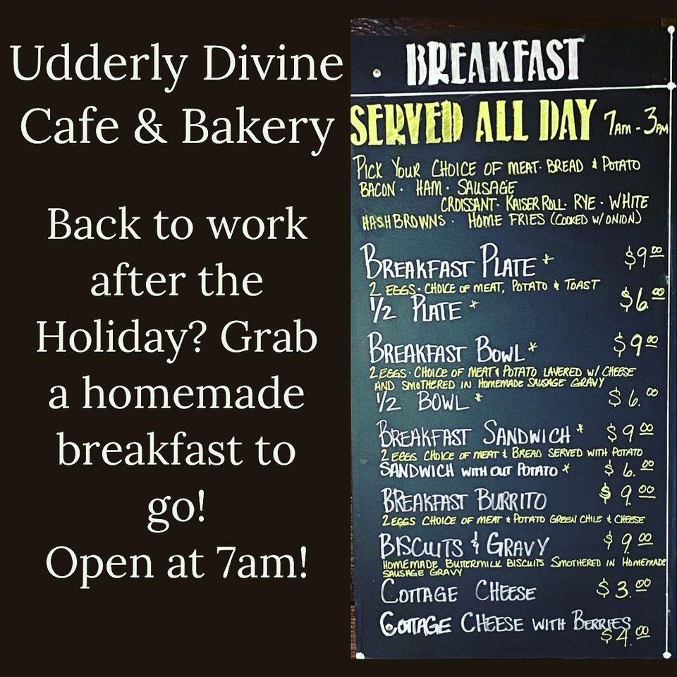 Menu at Udderly Divine Cafe & Bakery, Camp Verde