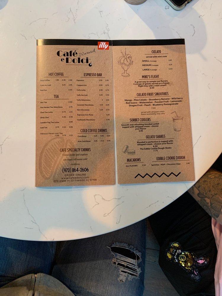 Menu at Cafe e Dolci, Warwick