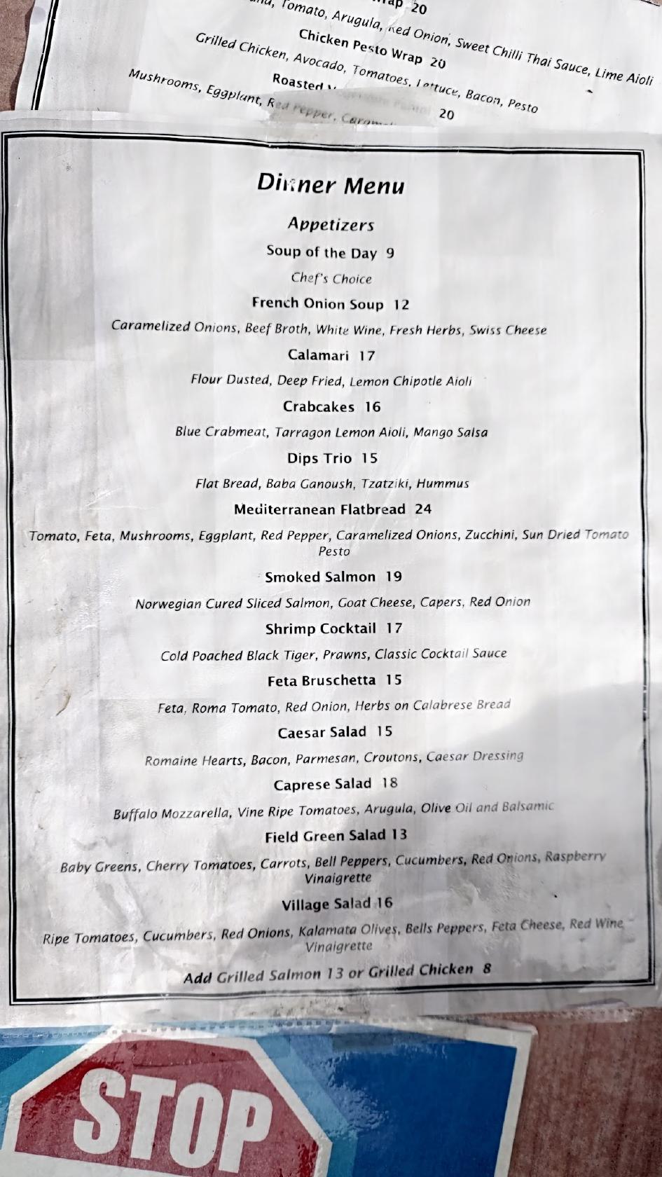Menu at The Epicurean restaurant, Niagara-on-the-Lake, 84 Queen St