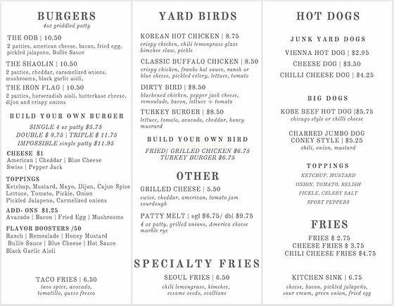 Menu at The Peanut Gallery restaurant, Lake Forest