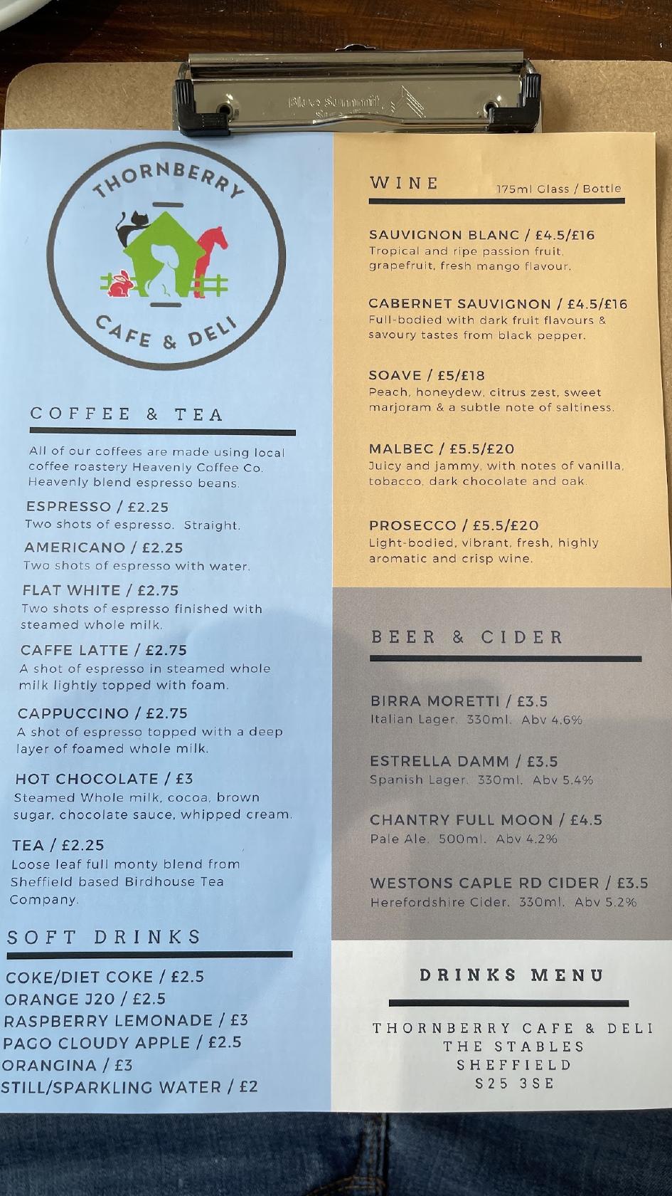 Menu at Thornberry Cafe & Deli, Harthill