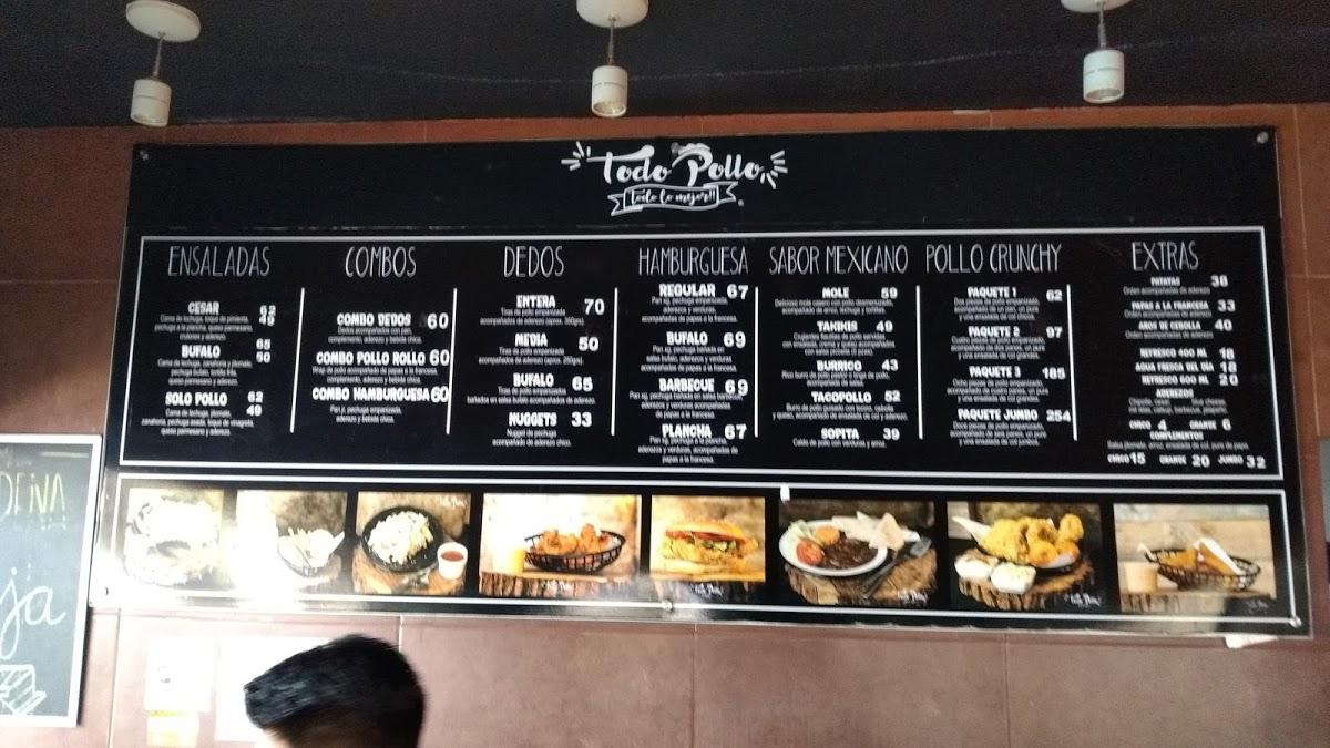 Carta del restaurante Todo Pollo, Aguascalientes, Av Independencia #1820