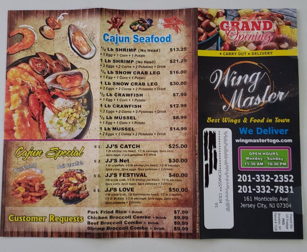 Menu at JJ wingmaster, Jersey City
