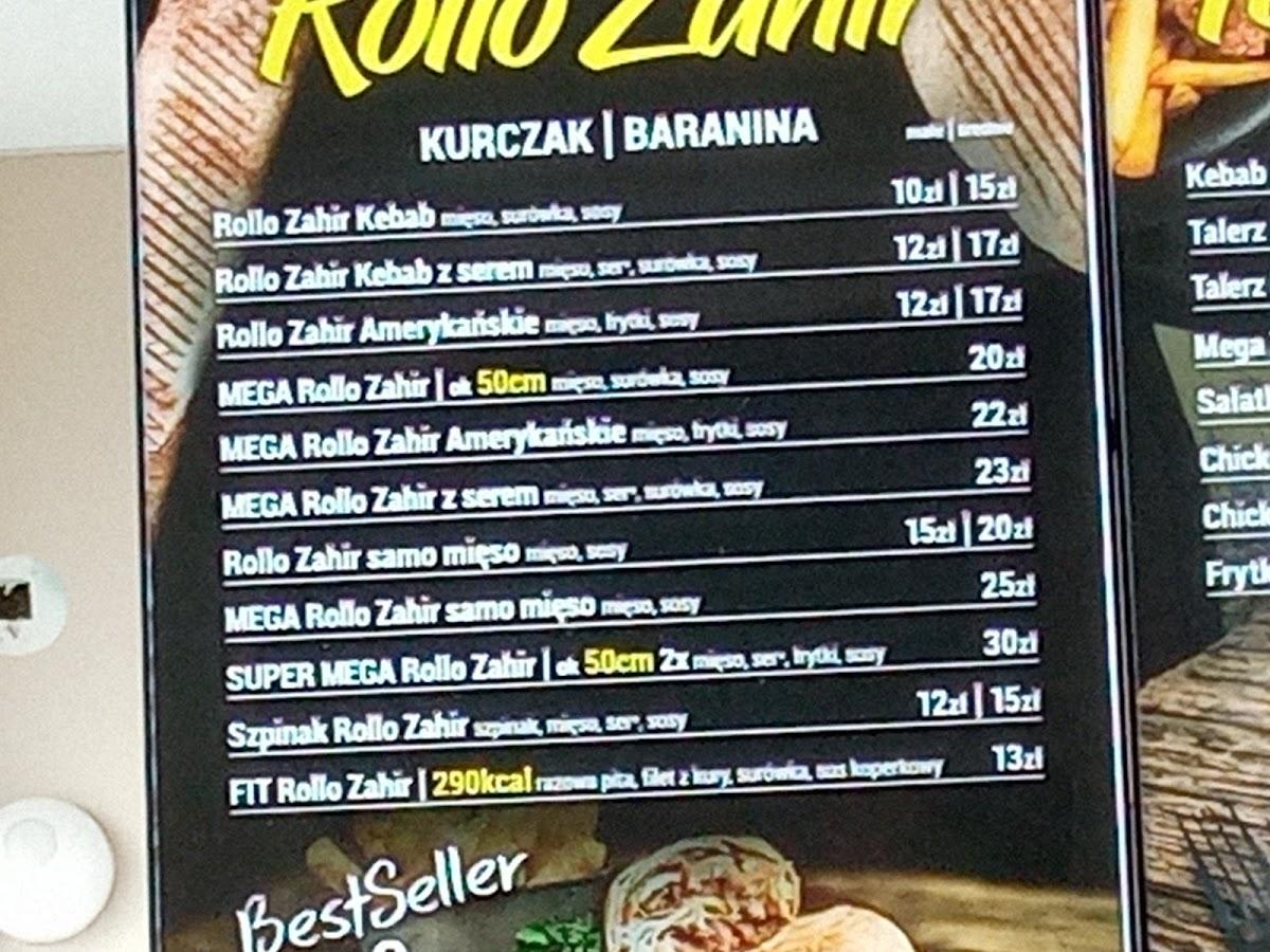 Menu at Zahir Kebab restaurant, Piotrków Trybunalski, Gabriela ...