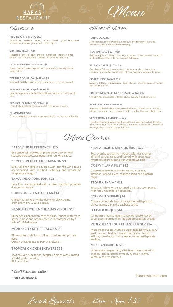 Menu at Haras Restaurant, Conroe