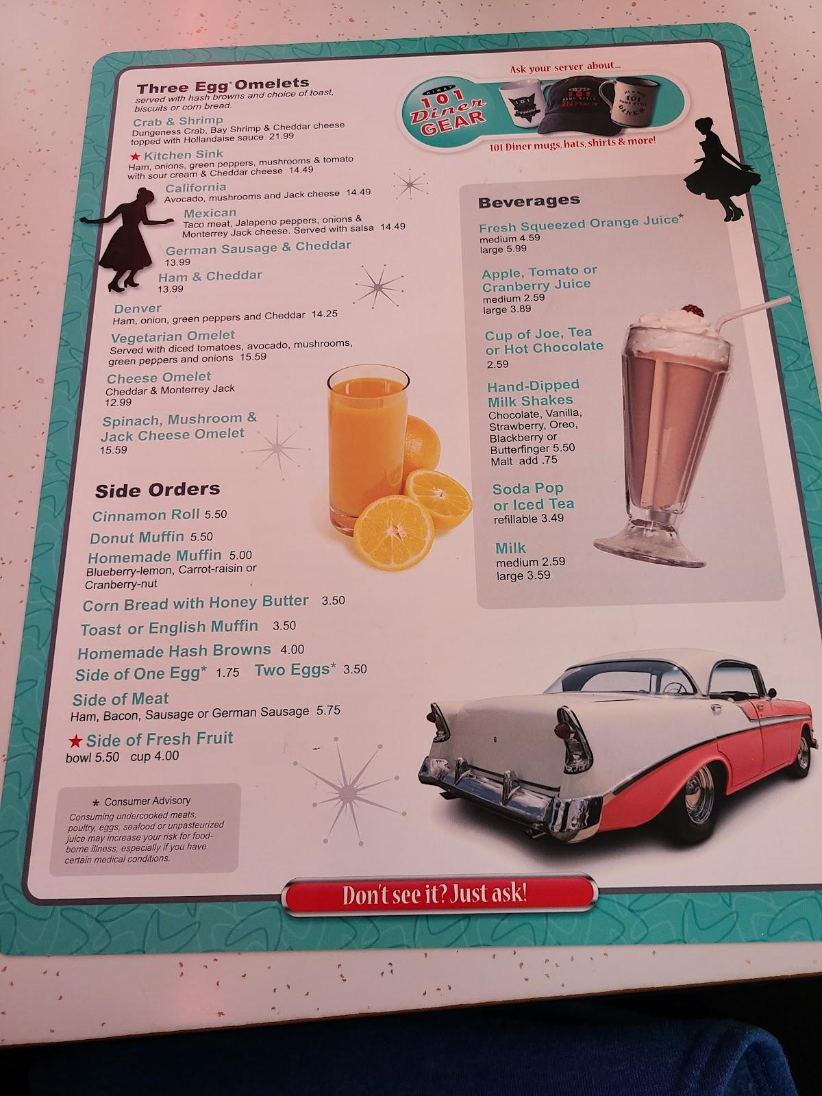 Menu at Hi-Way 101 Diner restaurant, Sequim, 392 W Washington St