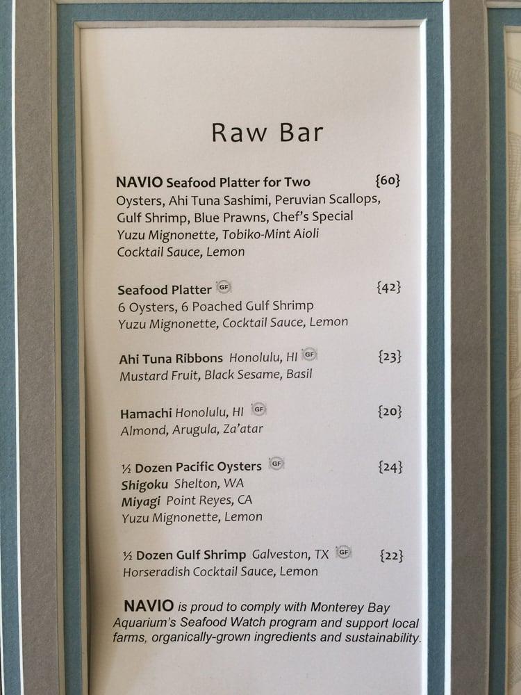 Menu at Navio restaurant, Half Moon Bay