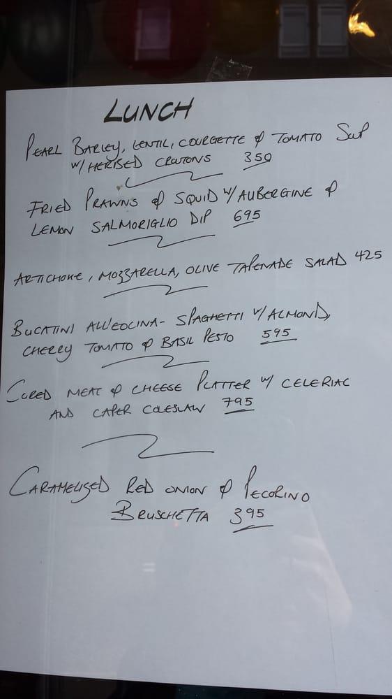 Menu at Polentoni cafe, Edinburgh