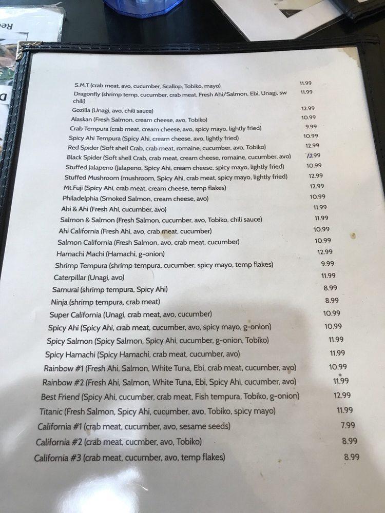 Menu at Sushi Spot restaurant, Aiea