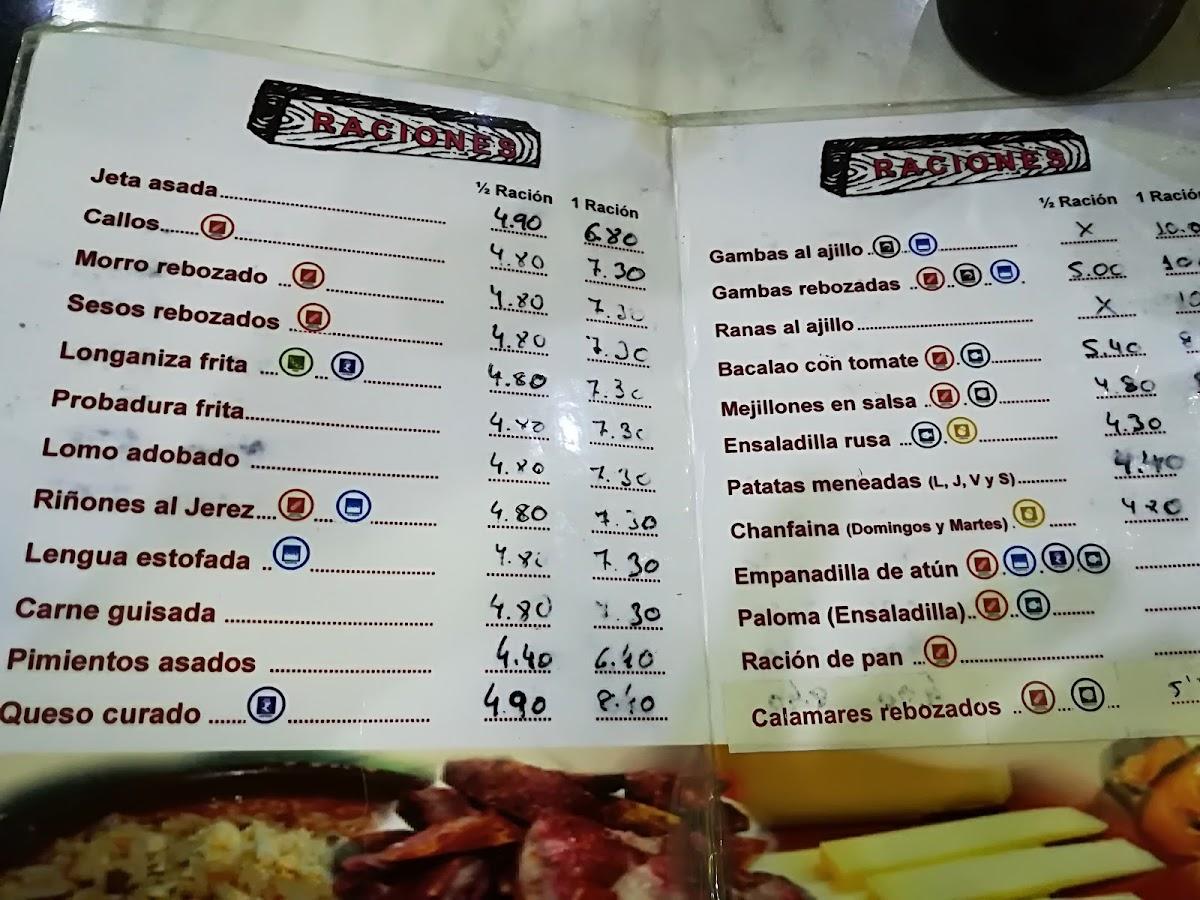 Carta del pub y bar La Viga, Salamanca