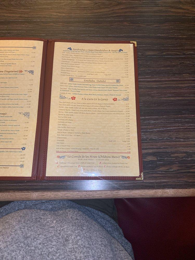Menu at Bonanza Mexican Restaurant, Lone Pine