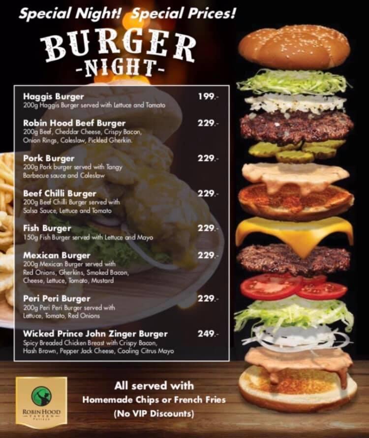 Menu at Robin Hood Tavern steakhouse, Pattaya City, The Avenue Shopping ...