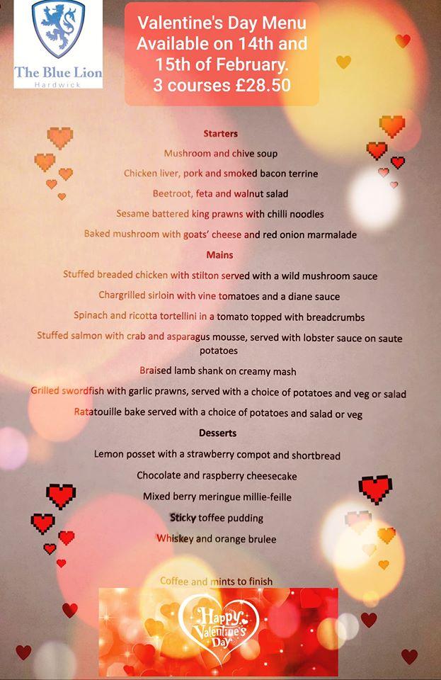 Menu at The Blue Lion pub & bar, Hardwick, 74 Main St