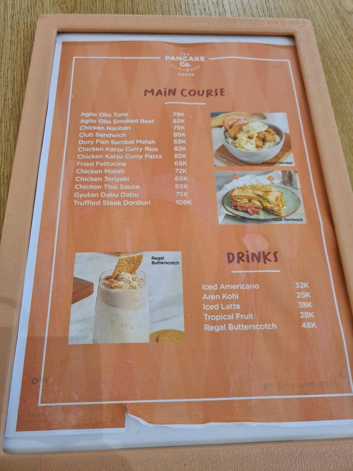 Menu at The Pancake Co. by DORÉ Grand Indonesia cafe, Central Jakarta