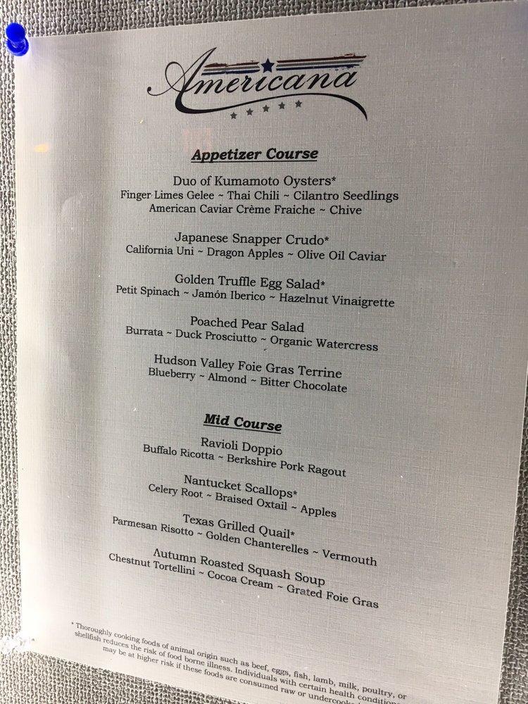 Menu at Americana Restaurant, Las Vegas