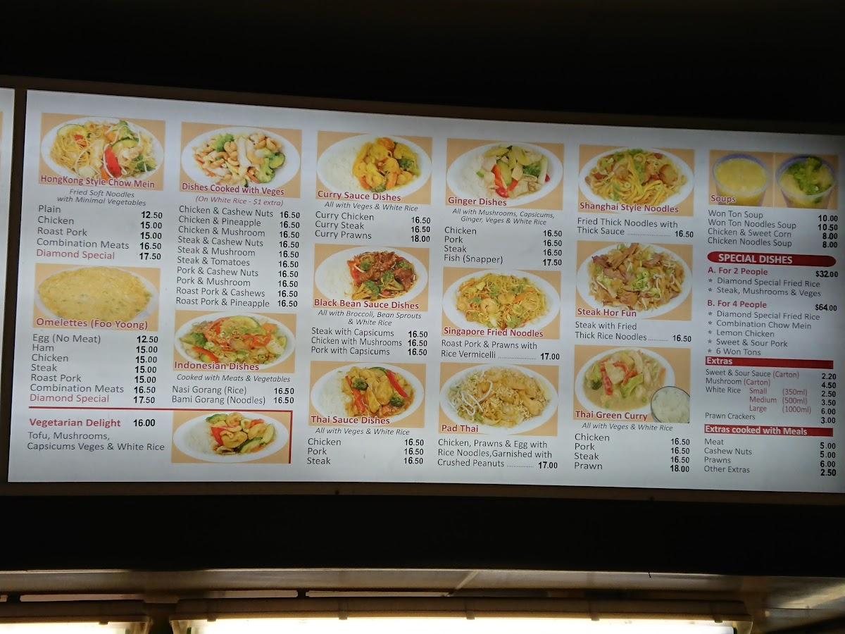Menu at Diamond Takeaways fast food, Auckland