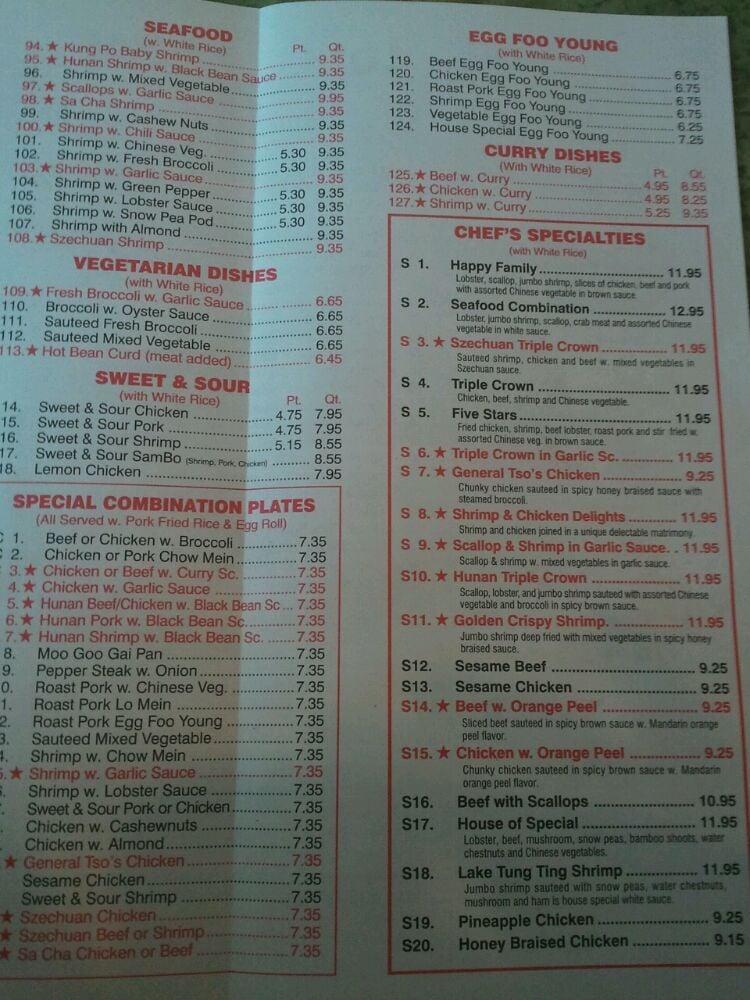 Menu at Green China fast food, Lake Saint Louis