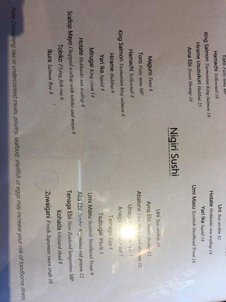 Menu at Sushi ii restaurant, Honolulu, 655 Ke’eaumoku St #109