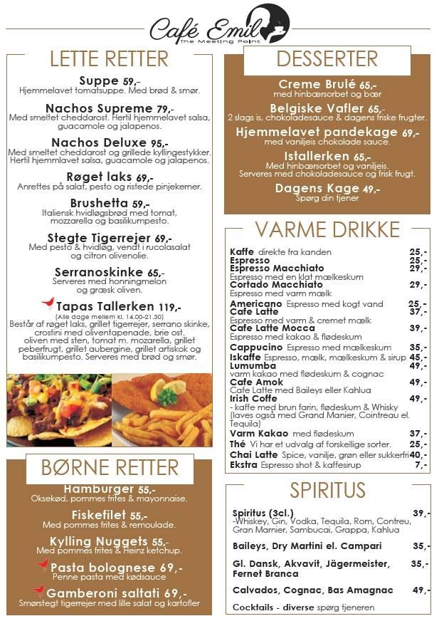 Menu at Café Emil I/S restaurant, Holte