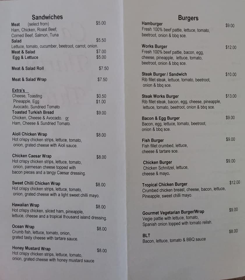 Menu at Cafe Thirty-Three, Gatton