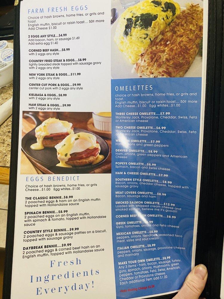 Menu at Daybreak Cafe, Tarpon Springs