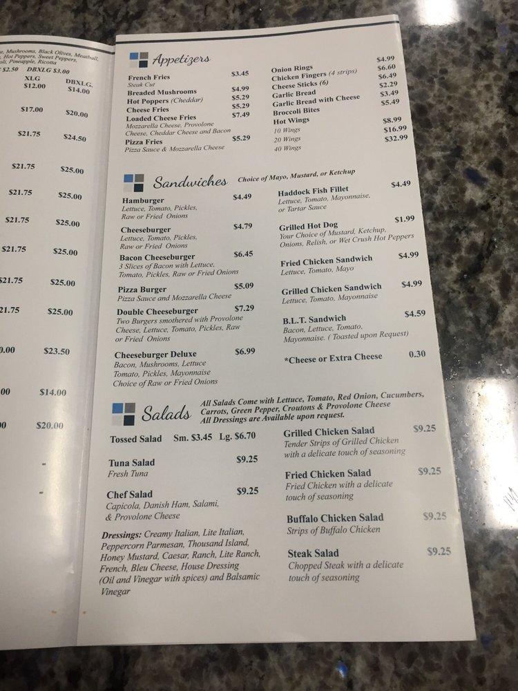 Menu at Frank's Pizza pizzeria, North East