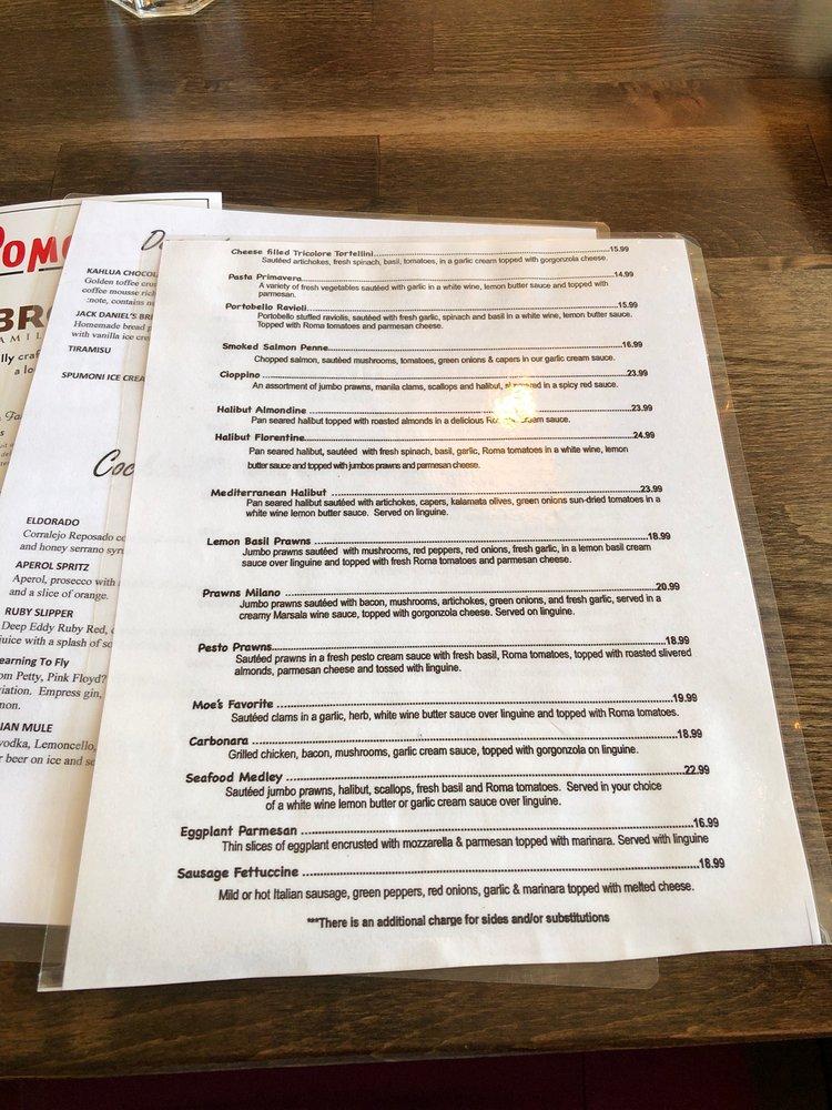 Menu at Pomodoro Italian Restaurant & Bar, Tacoma