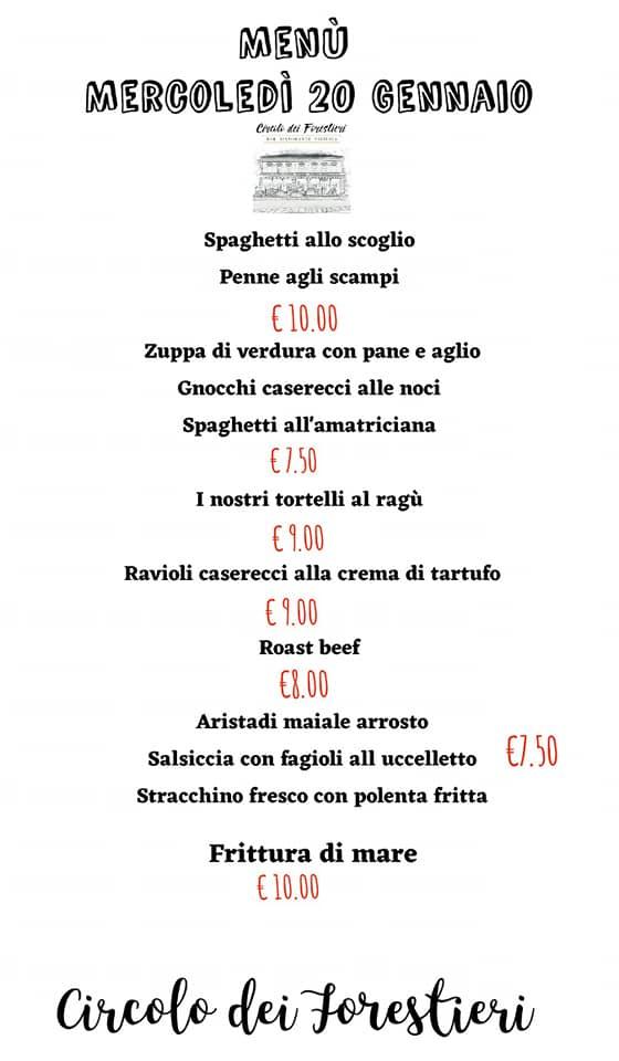 Menu da Circolo dei Forestieri ristorante, Bagni di Lucca, Piazza J ...