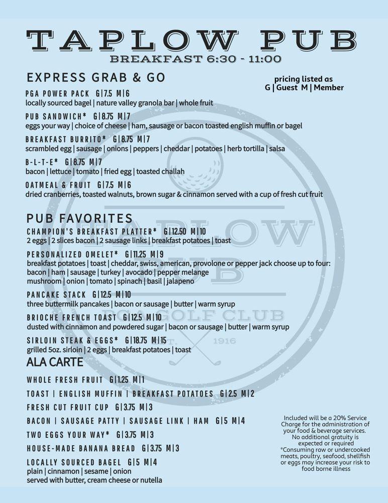 Menu at Taplow Pub, Port St. Lucie