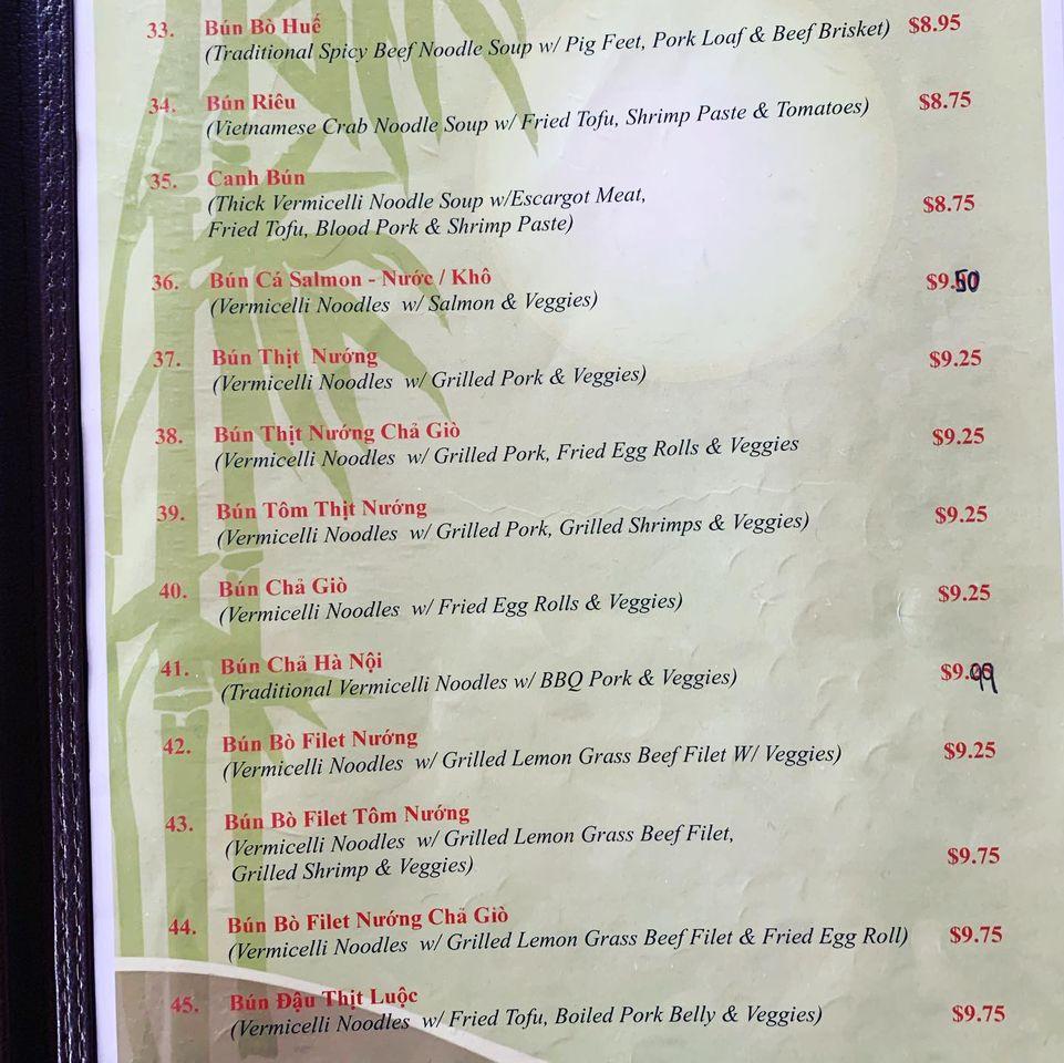 Menu at Mai's Kitchen restaurant, Westminster