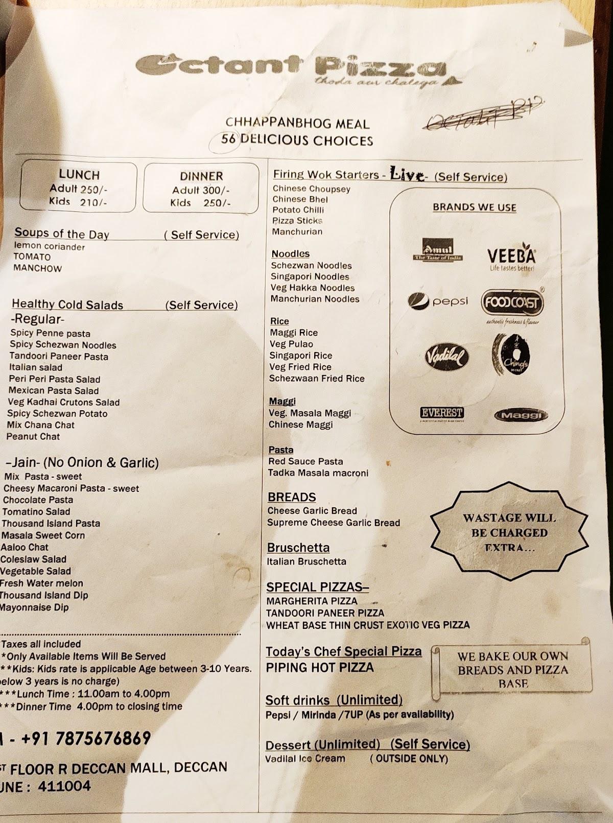 Menu at Octant Pizza, Deccan Mall, Pune, Pune