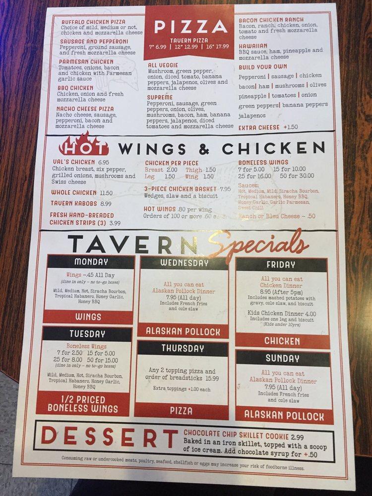 Menu at St Paul Tavern fast food, Saint Paul