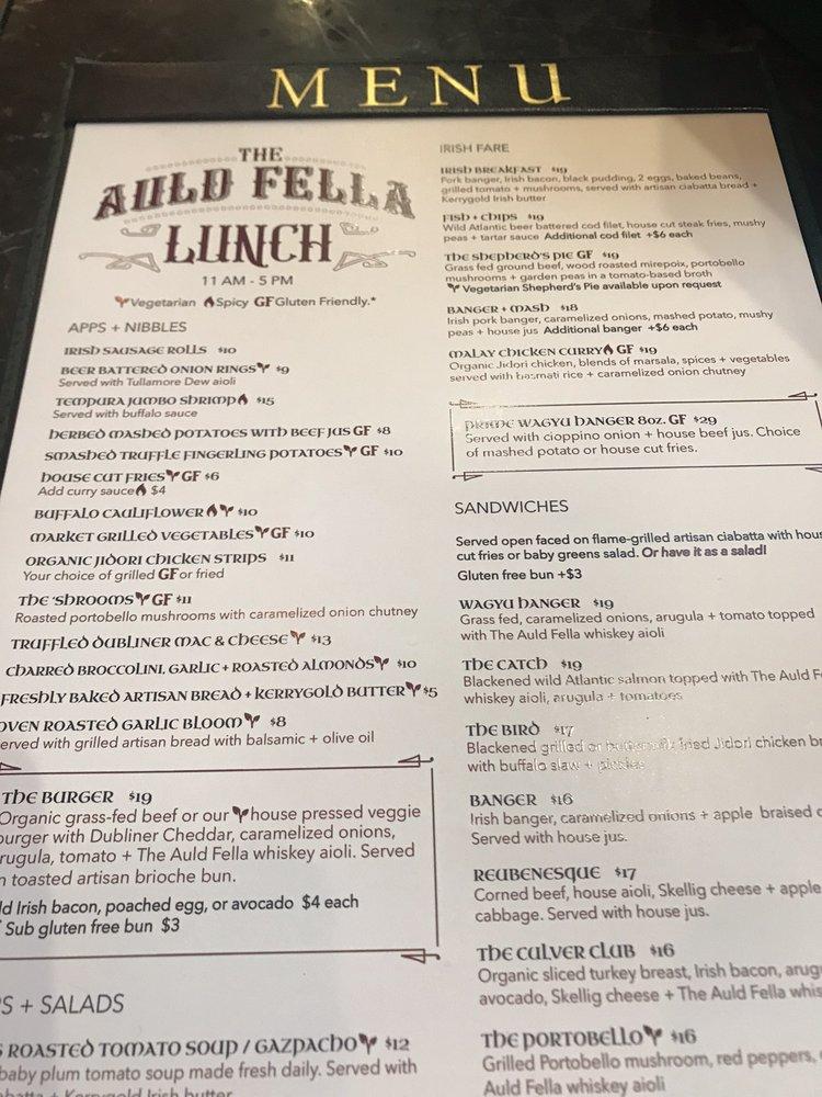 Menu at The Auld Fella - Culver City pub & bar, Culver City