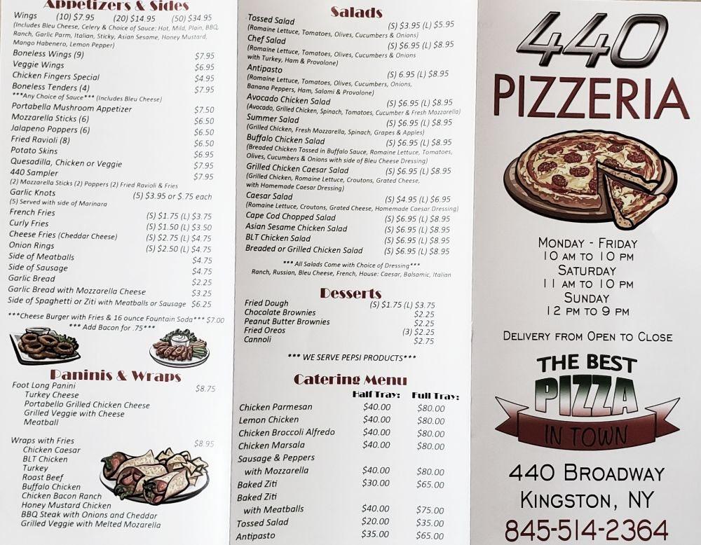 Menu at 440 Pizzeria, Kingston