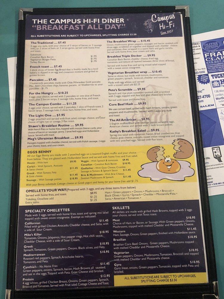 Menu at Campus Hi Fi restaurant, London