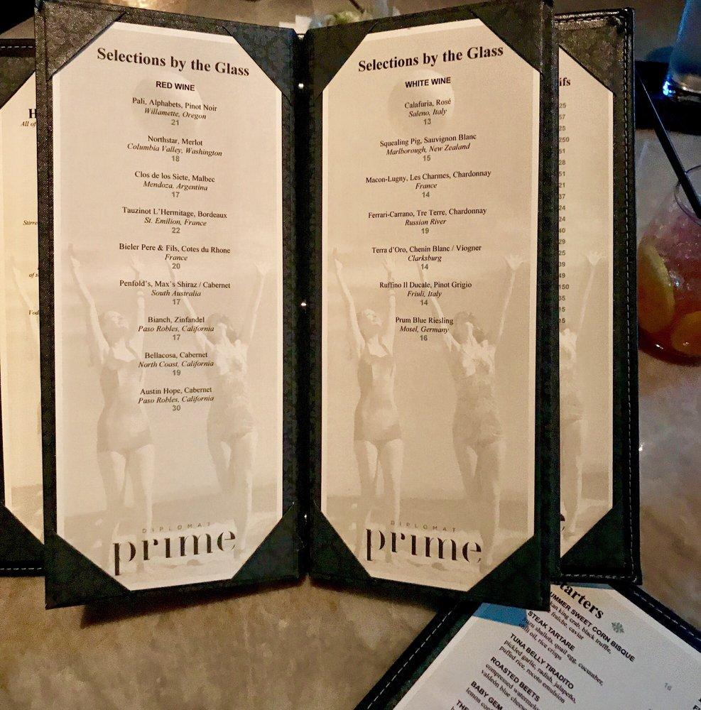 Menu at Diplomat Prime Steak & Seafood pub & bar, Hollywood