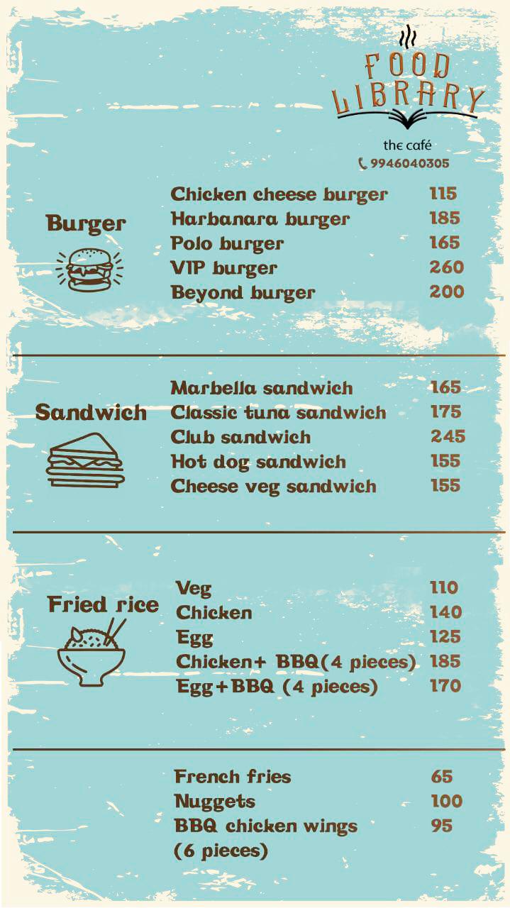 Menu at Foodlibrary calicut, Kozhikode