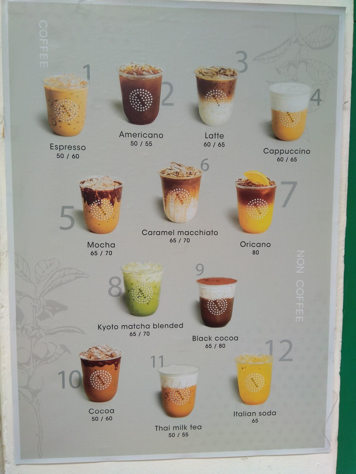 Menu at Porta cafe, Bangkok