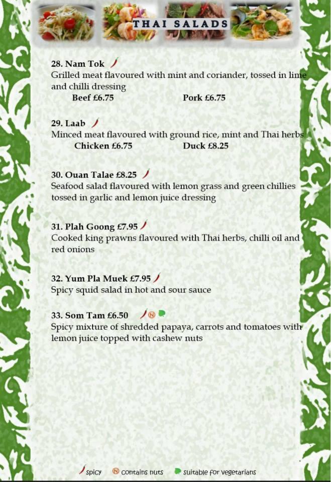 Menu at The Robin Hood Thai Restaurant, Loughton