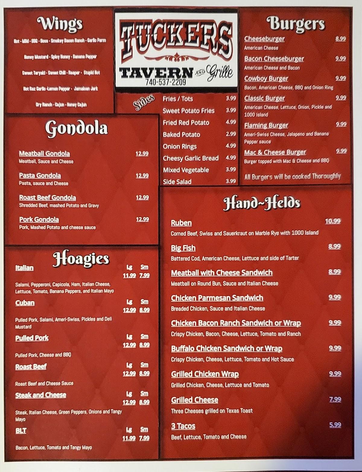 Menu at Tuckers Tavern Bar & Grill, Toronto