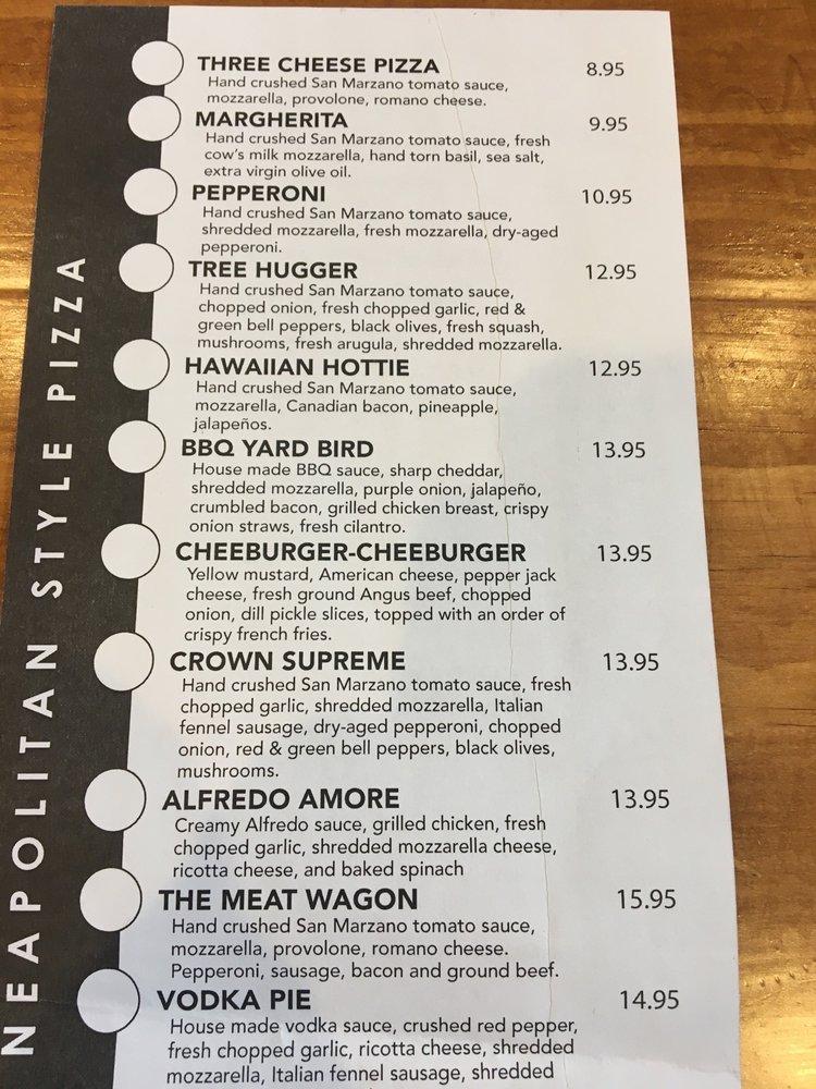 Menu at Crown Pizza pizzeria, Beaumont
