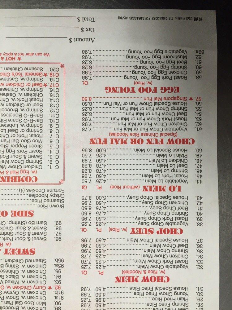 Menu at New China JAMISON restaurant, Jamison