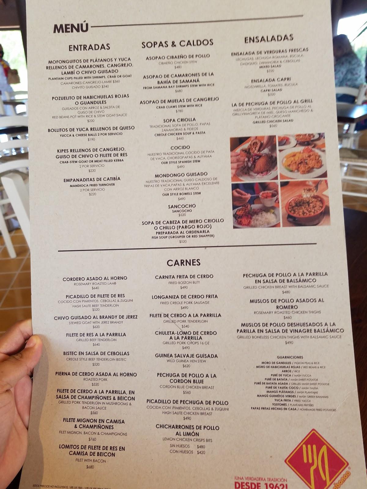 Menu at Tipico Bonao La Romana restaurant, La Romana