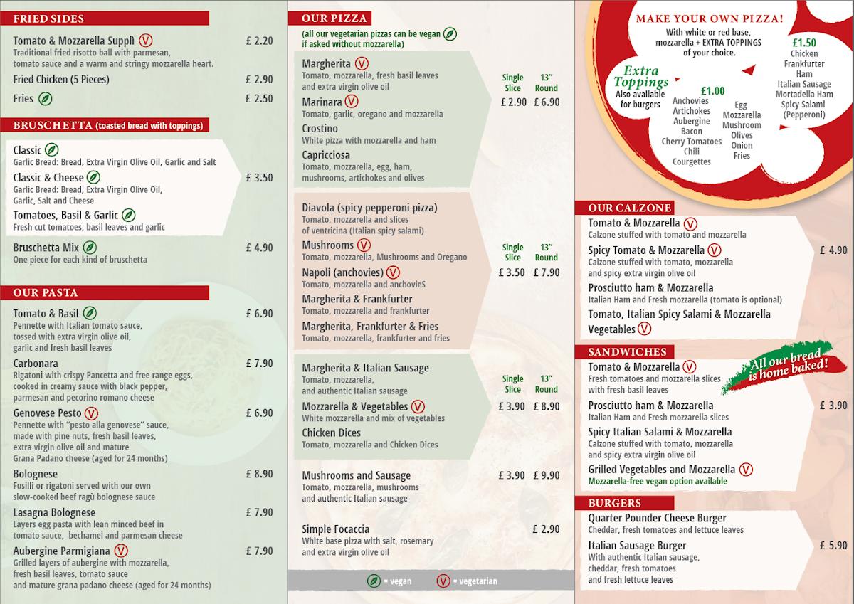 Menu at EATALIAN'S pizzeria, Swansea