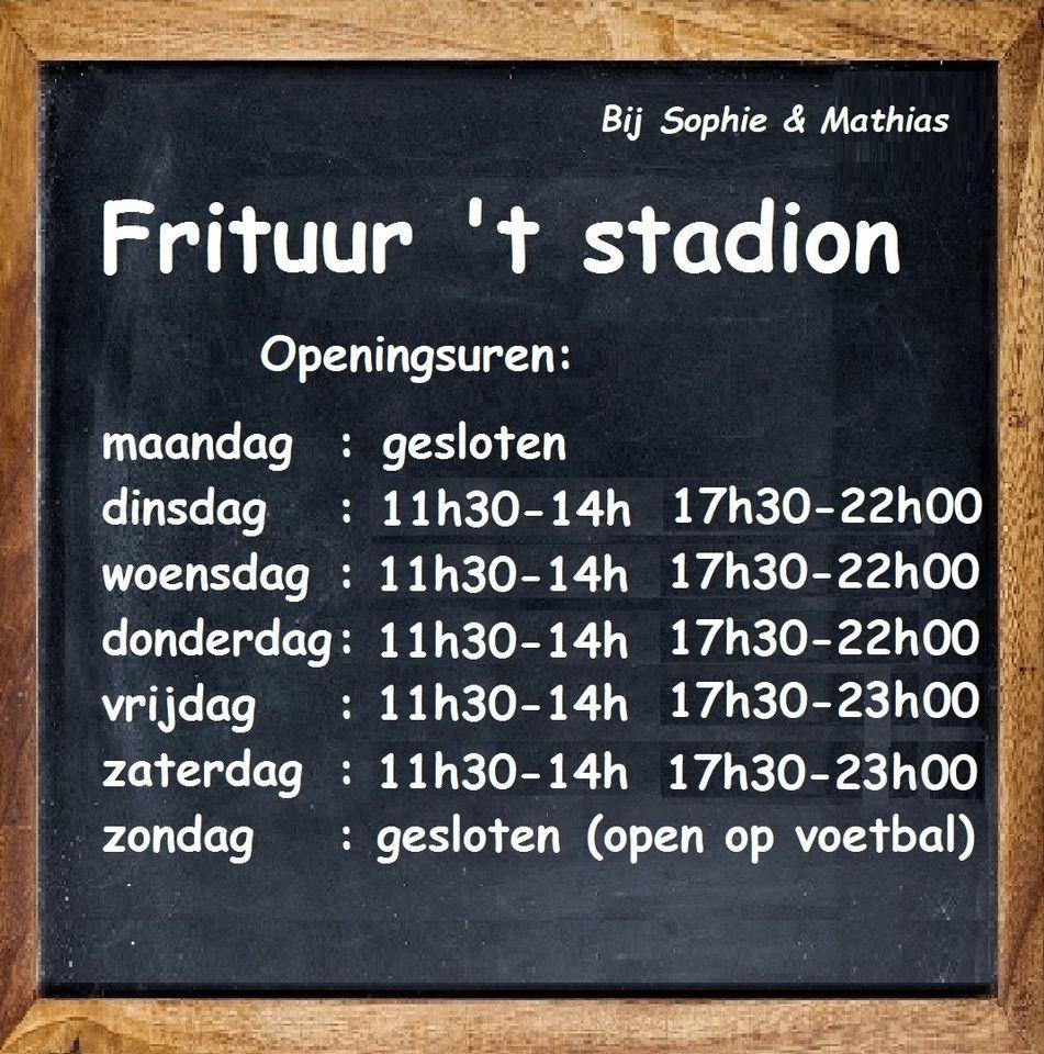 Menu at Frituur 't Stadion, Bruges