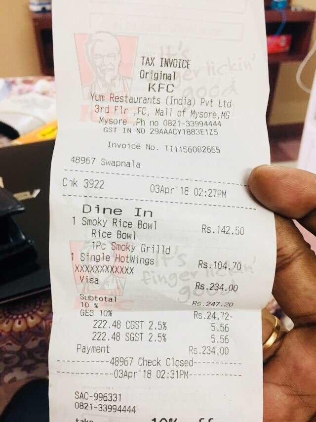 Menu at KFC, Mysuru, Mall of Mysore MG Rd