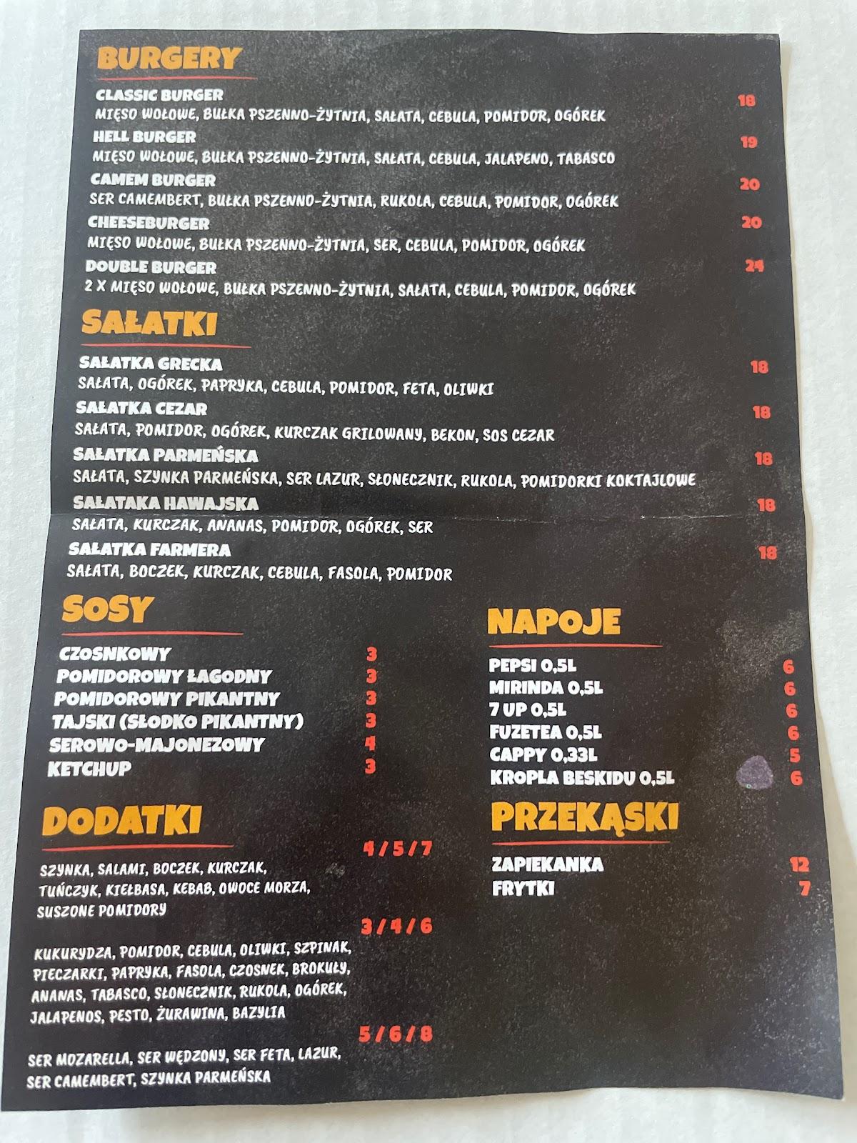Menu at PICCA restaurant, Świerklaniec, Główna 20A