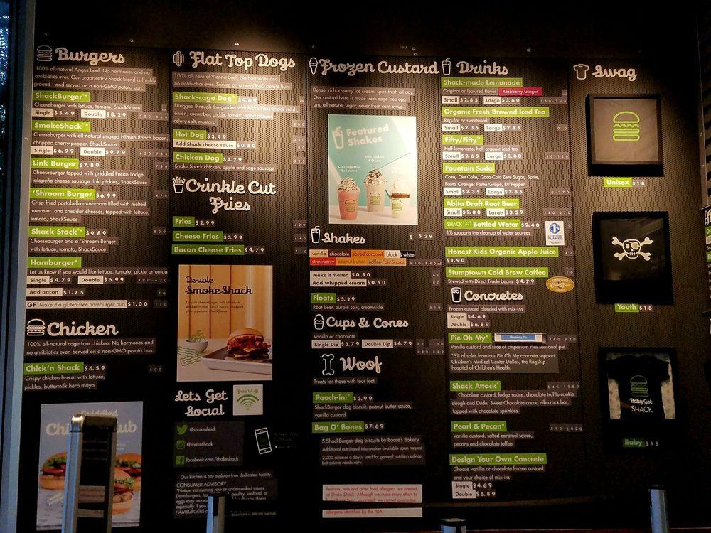 Menu at Shake Shack Dallas, Uptown restaurant, Dallas, N Pearl St