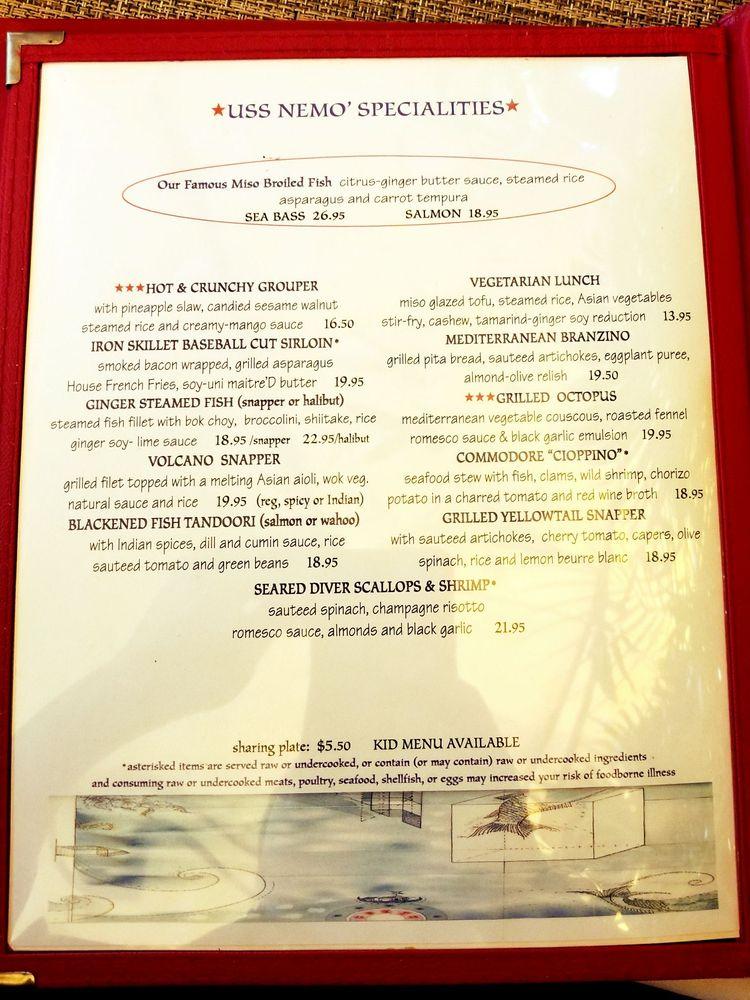 Carta de USS Nemo Restaurant, Naples