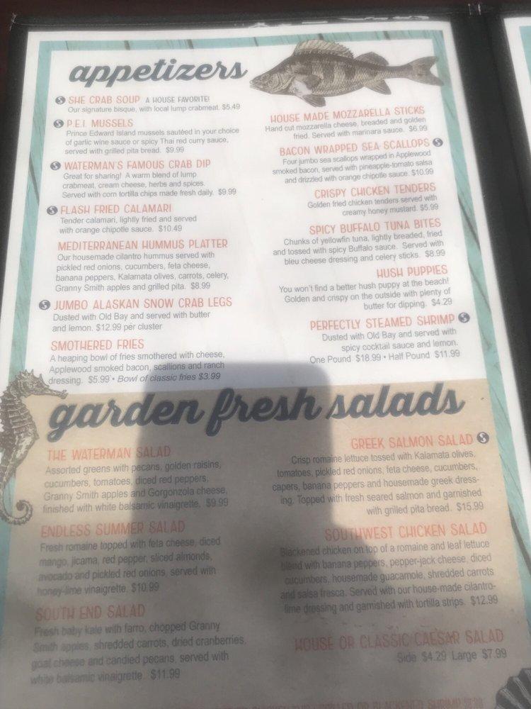 Menu at Waterman's Surfside Grille pub & bar, Virginia Beach